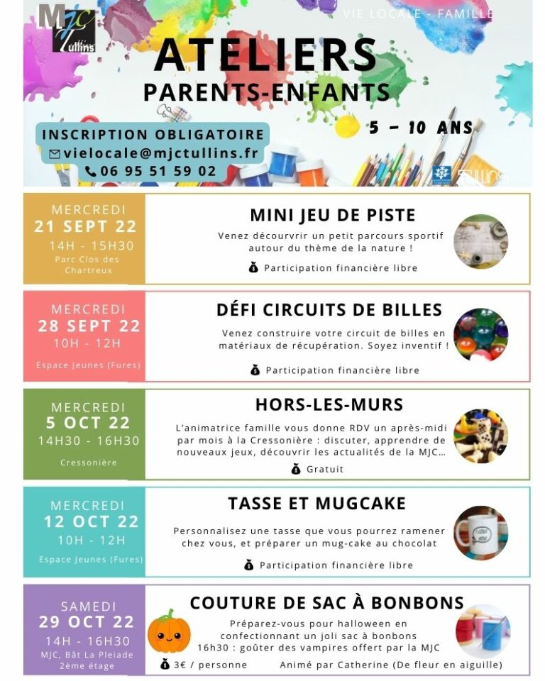 🌈 Ateliers parents / enfants - MJC TULLINS